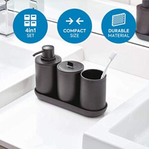 iDesign 28737ES Cade 4-Piece Bathroom Accessory Set, Matte Black, 24.5 cm x 8.9 cm x 16.2 cm