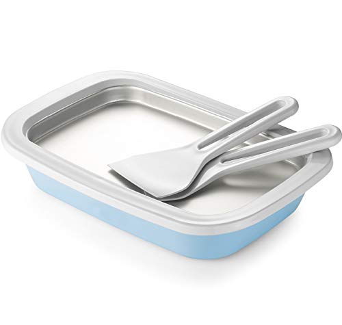 Klee 3-Piece Instant Ice Cream Maker Pan with Ice Cream Spade, Scraper and Recipes