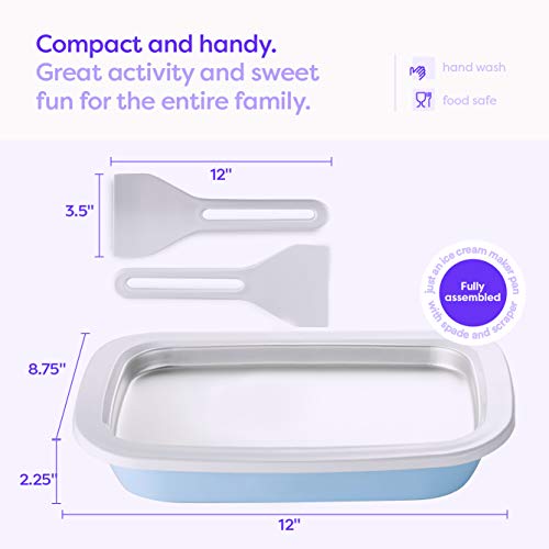 Klee 3-Piece Instant Ice Cream Maker Pan with Ice Cream Spade, Scraper and Recipes