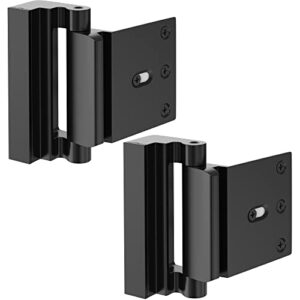 door lock for home security (2-pack) - easy to install door latch device, aluminum construction,door locks for door security | child proof & tamper resistant, black door locks