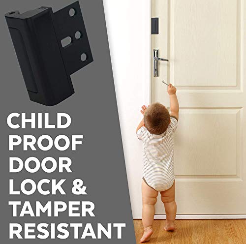 Door Lock for Home Security (2-Pack) - Easy to Install Door Latch Device, Aluminum Construction,Door Locks for Door Security | Child Proof & Tamper Resistant, Black Door Locks