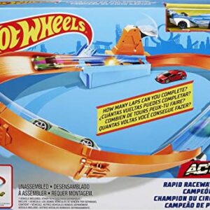 Hot Wheels Toy Car Track Set, Rapid Raceway Champion, Multi-Car Racing, Connects to Other Sets, 1:64 Scale Car