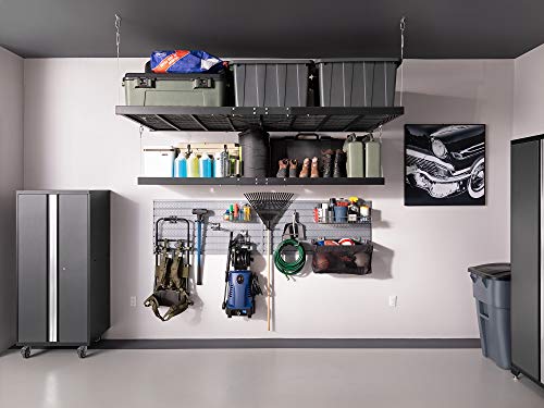 NewAge Products Pro Series Black 2 ft. x 8 ft. Wall Mounted Steel Shelf, Garage Overheads, 40406