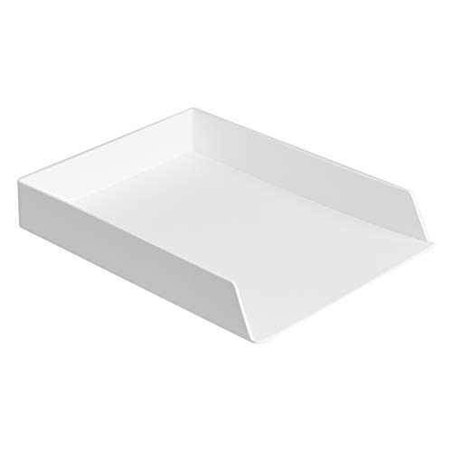 Amazon Basics Rectangular Plastic Desk Organizer, Letter Tray, White, 2-Pack