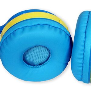 Contixo KB2600 Kids Headphones - Over The Ear Foldable Bluetooth Wireless Headphone for Kids - 85dB with Volume Limited - Micro SD Card Slot - Toddler Headphones for Boys and Girls (Blue + Yellow)