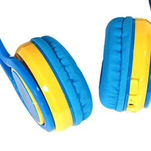 Contixo KB2600 Kids Headphones - Over The Ear Foldable Bluetooth Wireless Headphone for Kids - 85dB with Volume Limited - Micro SD Card Slot - Toddler Headphones for Boys and Girls (Blue + Yellow)