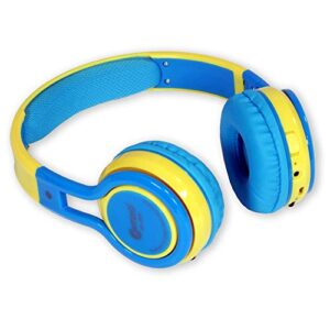 Contixo KB2600 Kids Headphones - Over The Ear Foldable Bluetooth Wireless Headphone for Kids - 85dB with Volume Limited - Micro SD Card Slot - Toddler Headphones for Boys and Girls (Blue + Yellow)