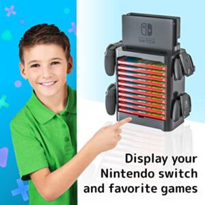 Skywin Game Storage Tower for Nintendo Switch - Nintendo Switch Game Holder Game Disk Rack and Controller Organizer Compatible with Nintendo Switch and Accessories