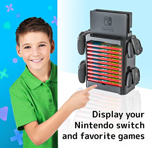 Skywin Game Storage Tower for Nintendo Switch - Nintendo Switch Game Holder Game Disk Rack and Controller Organizer Compatible with Nintendo Switch and Accessories