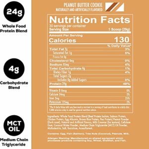 REDCON1 MRE Lite Meal Replacement Powder, Peanut Butter Cookie - Animal Based Whole Food Protein Blend with MCT Oil + Pea Protein - Keto Friendly, Low Carb & Whey Free Protein Supplement (1.92 lbs)