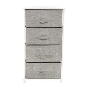 4-Drawer Storage Organizer Unit Dresser Storage Tower with Metal Frame for Clothing, Sweaters, Jeans, Blankets - White