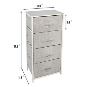 4-Drawer Storage Organizer Unit Dresser Storage Tower with Metal Frame for Clothing, Sweaters, Jeans, Blankets - White