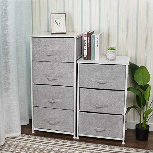 4-Drawer Storage Organizer Unit Dresser Storage Tower with Metal Frame for Clothing, Sweaters, Jeans, Blankets - White