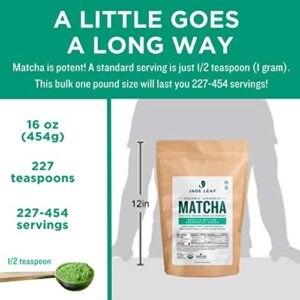 Jade Leaf Matcha Organic Green Tea Powder - Barista Edition - Ceremonial Grade For Cafe Quality Tea & Lattes - Authentic Japanese Origin (1 Pound Pouch)