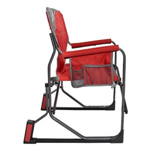 MacSports MacRocker Outdoor Foldable Rocking Chair | Portable, Collapsible, Springless Rockers with Rust-Free Anti-Tip Guards for Camping Fishing Backyard | 225 lb Weight Capacity | Red