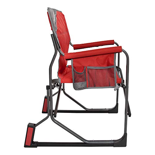 MacSports MacRocker Outdoor Foldable Rocking Chair | Portable, Collapsible, Springless Rockers with Rust-Free Anti-Tip Guards for Camping Fishing Backyard | 225 lb Weight Capacity | Red