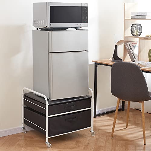 The Fridge Stand Supreme - Drawer Organization - White Frame with Black Drawers