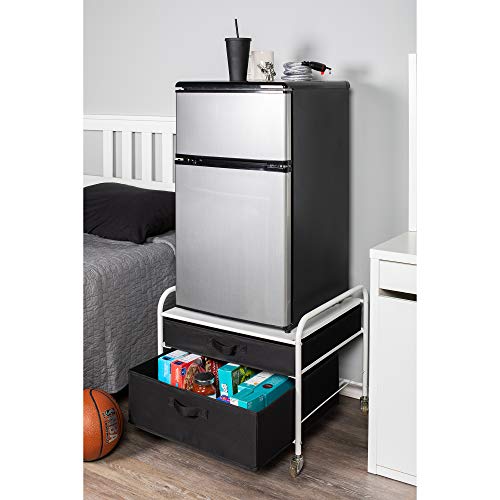 The Fridge Stand Supreme - Drawer Organization - White Frame with Black Drawers