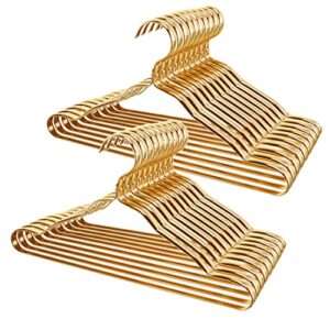 gold aluminum coat hangers 20 pack, metal hangers heavy duty hangers for clothes, hangers 20 pack with non-slip design space saving heavy duty hangers for men women shirts pants jacket (gold)