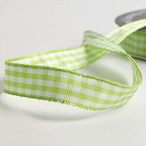 Micomon Apple Green Gingham Plaid Checked Ribbon 25 Yard Each Roll 100% Polyester (3/8", Apple Green)