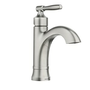 moen halle one-handle single hole bathroom sink faucet with optional deckplate, spot resist brushed nickel, 84970srn