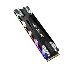 addlink addgame x70 2tb rgb ssd 3500 mb/s maximum read speed internal solid state hard drive - m.2 pcie 3.0 nvme gen3x4 tlc 3d nand ssd with heatsink (ad2tbx70m2p)