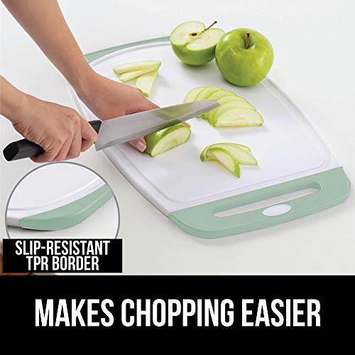 Gorilla Grip Reversible, Oversized, Thick Cutting Board, Easy Grip Handle, Deep Juice Grooves, Slip Resistant, Large Kitchen Chopping Boards for Meat, Veggies, Fruits, Dishwasher Safe, 16x11.2, Mint