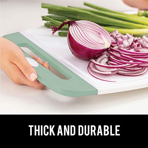 Gorilla Grip Reversible, Oversized, Thick Cutting Board, Easy Grip Handle, Deep Juice Grooves, Slip Resistant, Large Kitchen Chopping Boards for Meat, Veggies, Fruits, Dishwasher Safe, 16x11.2, Mint