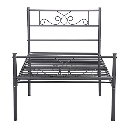 SimLife Twin Metal Bed Frame Storage Steel Platform Bed for Kids Girls Boys with Headboard Footboard 12.7 in Under Bed Storage Easy Assembly Black