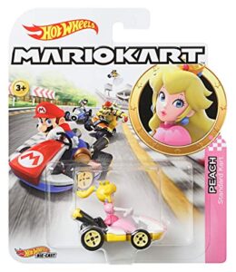 hot wheels gbg28 mario kart 1:64 die-cast peach with standard kart vehicle