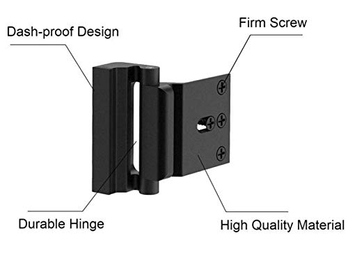 TOYFUL 2 Pack Door Reinforcement Locks with 8 Screws, Home Security Door Lock for Toddler, Childproof Door Lock Night Lock Withstand 800 Lbs Black