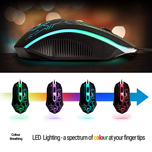 Gaming Keyboard and Mouse and Mouse pad and Gaming Headset, Wired LED RGB Backlight Bundle for PC Gamers and Xbox and PS4 Users - 4 in 1 Edition Hornet RX-250