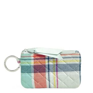 Vera Bradley Women's Cotton Zip ID Case Wallet, Pastel Plaid - Recycled Cotton, One Size