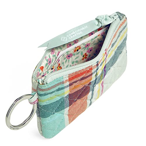 Vera Bradley Women's Cotton Zip ID Case Wallet, Pastel Plaid - Recycled Cotton, One Size