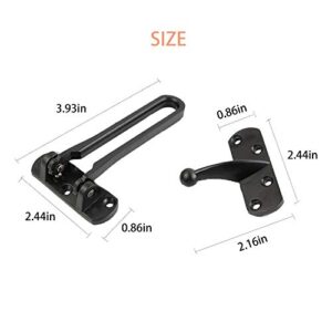 SAISN Door Reinforcement Lock Latch Swing Bar Lock for Home Security Front Door Locks for Kids Thicken Solid Aluminium Alloy (Black)