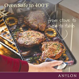 Anolon Advanced Hard Anodized Nonstick Pan/Flat Grill/Griddle Rack, 10 Inch x 18 Inch, Indigo Blue