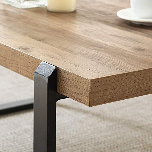 FOLUBAN Rustic Coffee Table,Wood and Metal Industrial Cocktail Table for Living Room, 47 Inch Oak