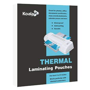 koala hot thermal laminating pouches 5 mil 11.5x17.5 inches clear laminating sheets for seal 11x17 inches photos and documents 50 sheets