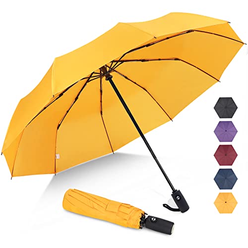 ZOMAKE Compact Travel Umbrella,10 Ribs Windproof Folding Umbrella, Automatic Small Umbrellas for Rain