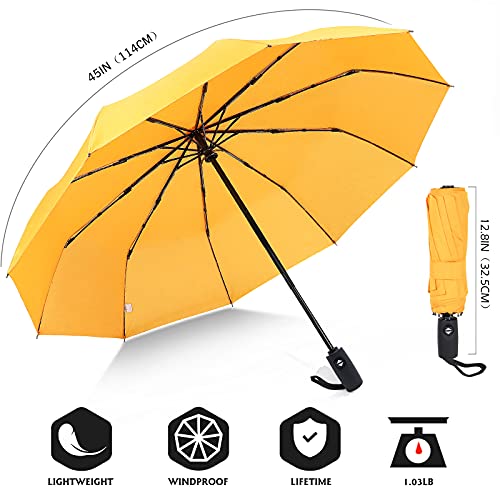 ZOMAKE Compact Travel Umbrella,10 Ribs Windproof Folding Umbrella, Automatic Small Umbrellas for Rain