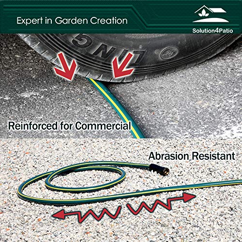 Solution4Patio Homes Garden 3/4 in. x 25 ft. Garden Hose, Brass Fittings, No Kink, No Leaking, Heavy Duty, High Water Pressure, for Extremely Weather 12 Year Warranty, No DOP, Environmental-Friendly