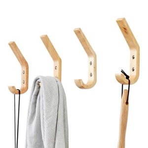 yoyai 4 pcs wood coat hook wall mounted vintage single hook hat rack towel hanger wood wall hooks wall organizer decorative heavy duty