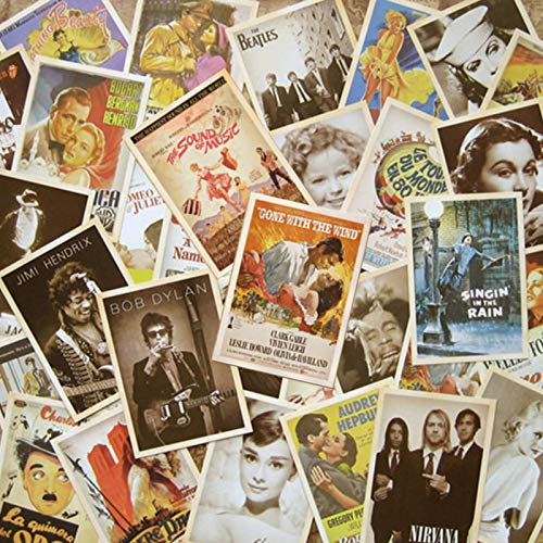 Halloluck 64 Pcs Vintage Retro Classic Movie Postcards for Worth Collecting, Collectable Vintage Postcards Bulk Pack, 2 Set