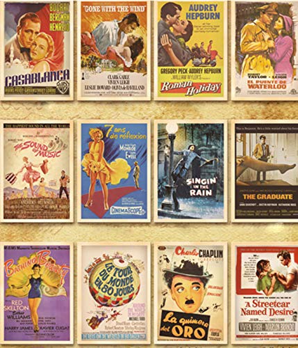 Halloluck 64 Pcs Vintage Retro Classic Movie Postcards for Worth Collecting, Collectable Vintage Postcards Bulk Pack, 2 Set