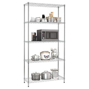 meet perfect adjustable 5-shelf shelving unit storage rack utility rack, heavy duty freestanding ventilated metal wire rack multipurpose shelves display rack - 72" h x 36" l x 14" w-chrome