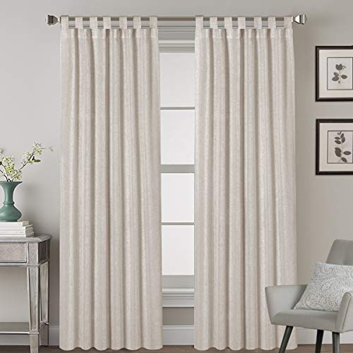 H.VERSAILTEX Elegant Natural Linen Blended Energy Efficient Light Filtering Curtains / Tab Top Curtains Window Treatments Panels / Drapes for Livingroom (Set of 2, 52in x 96in，Angora)