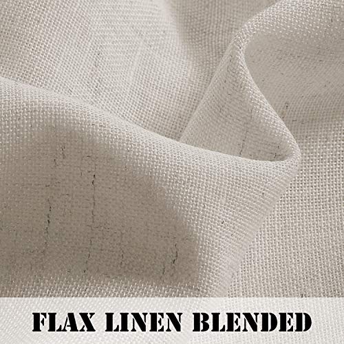 H.VERSAILTEX Elegant Natural Linen Blended Energy Efficient Light Filtering Curtains / Tab Top Curtains Window Treatments Panels / Drapes for Livingroom (Set of 2, 52in x 96in，Angora)