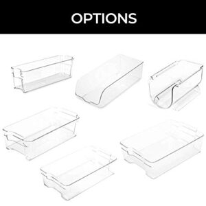 Smart Design Stackable Refrigerator Organizer Bins for Fridge Storage – Clear, 8 x 12 in., Set of 4 – Fridge Organization and Storage Bins with Handles for Easy Living – BPA-Free Plastic