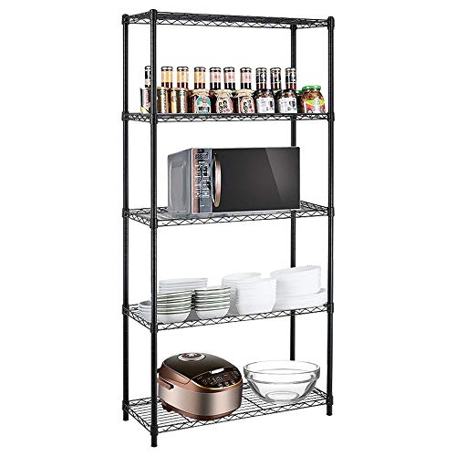 Meet perfect Adjustable 5-Shelf Shelving Unit Storage Rack Wire Shelving, Heavy Duty Freestanding Ventilated Metal Wire Rack Multipurpose Shelves Display Rack - 72" H x 36" L x 14" W-Black