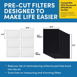 VEVA Air Purifier Filter Replacement - 6 Pack of HEPA Air Filters w/ 8 Precut Activated Carbon Pre-Filters, Compatible with Honeywell HPA300 Purifiers & Filter R, HEPA Filter and Pre filters